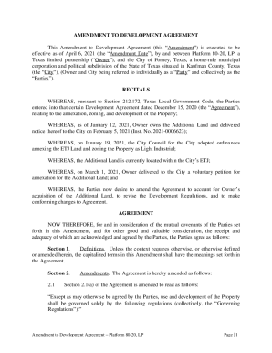Fillable Online Amendments to Development Agreement Statute Sample ...