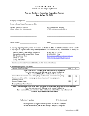 Fillable Online Solid Waste DivisionCalvert County, MD - Official ...