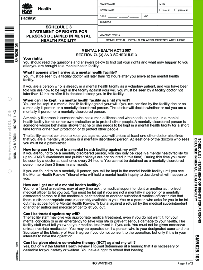 Fillable Online Schedule 3. Statement of Rights for Persons ... - NSW ...