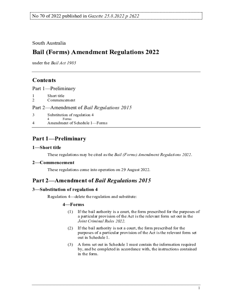 Fillable Online Bail (Forms) Amendment Regulations 2022 Fax Email Print ...