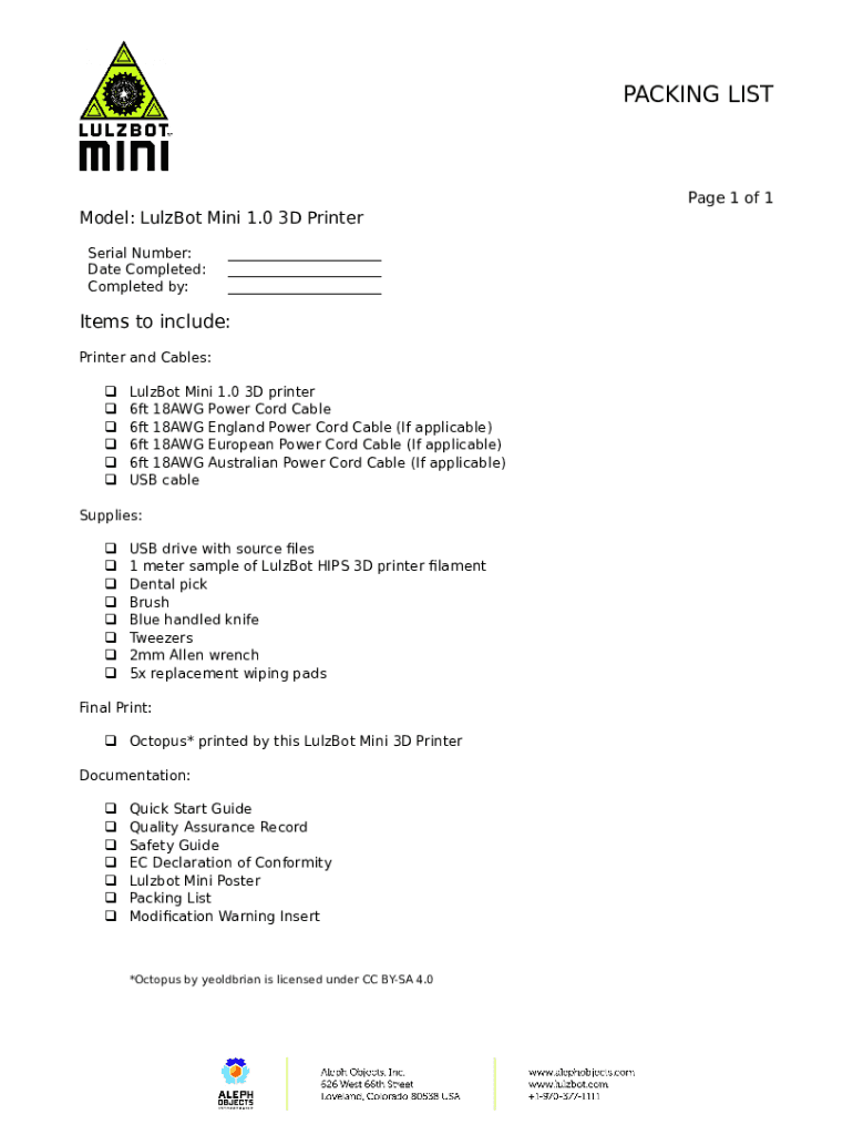 Fillable Online LulzBot Mini 2 Desktop 3D Printer - amazon.comLulzBot3D ...