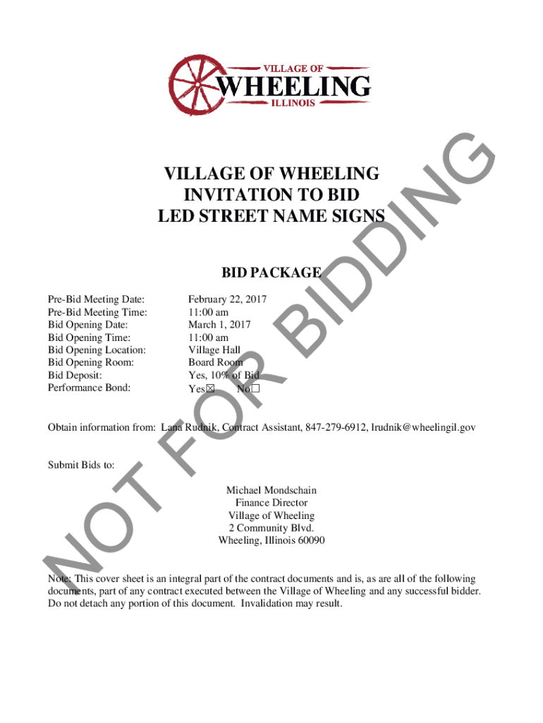 Fillable Online VILLAGE OF WHEELING INVITATION TO BID LED STREET NAME ... Fax Email Print ...