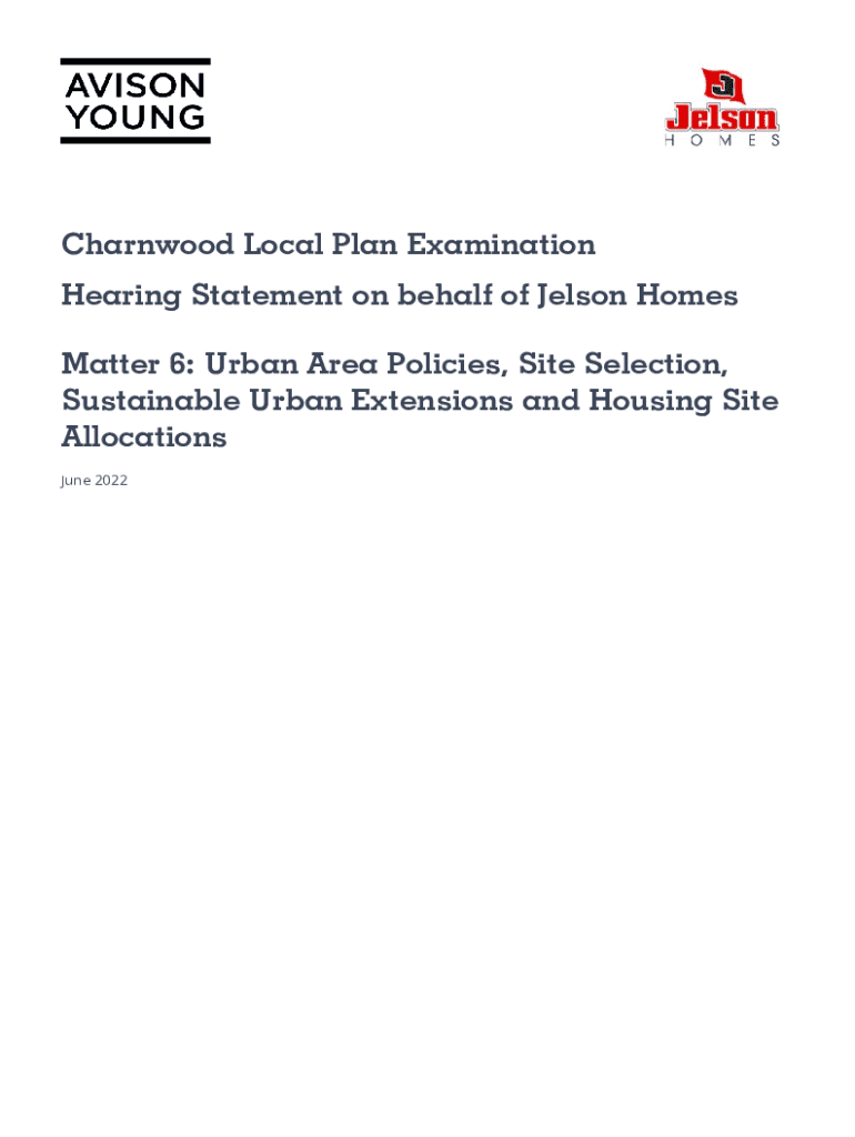 Fillable Online Charnwood Local Plan Examination Hearing Statement on ...