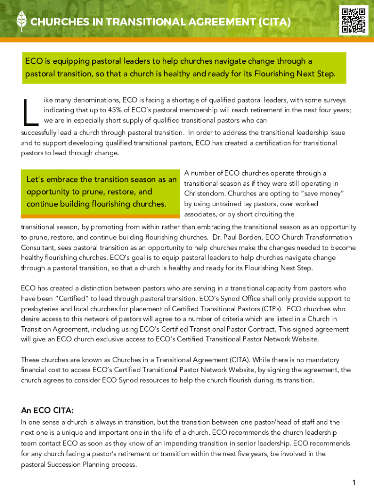 Fillable Online eco-pres.orgchurches-in-transitional-agreement ...