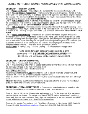 Fillable Online united methodist women remittance form instructions ...