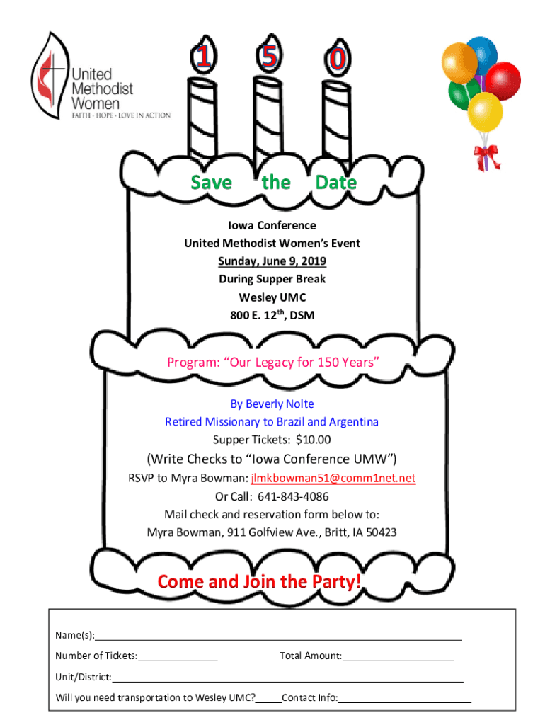 Fillable Online SPECIAL SUNDAYS OF THE UNITED METHODIST CHURCH Fax ...
