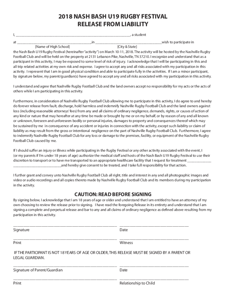 Fillable Online HomeNash Bash Rugby Festival Fax Email Print - pdfFiller