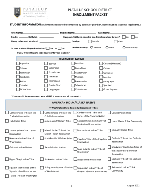 Fillable Online phs.puyallup.k12.wa.usresourcescounselingEnrolling Your Student at PHS ...
