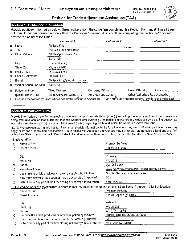 Fillable Online Fillable Online U.S. Department of Labor OMB No ...