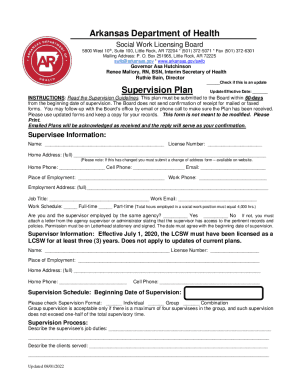 Fillable Online Supervision Plan Fax Email Print - pdfFiller