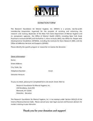 Fillable Online corporate rfmh Donation Form - Research Foundation for ...