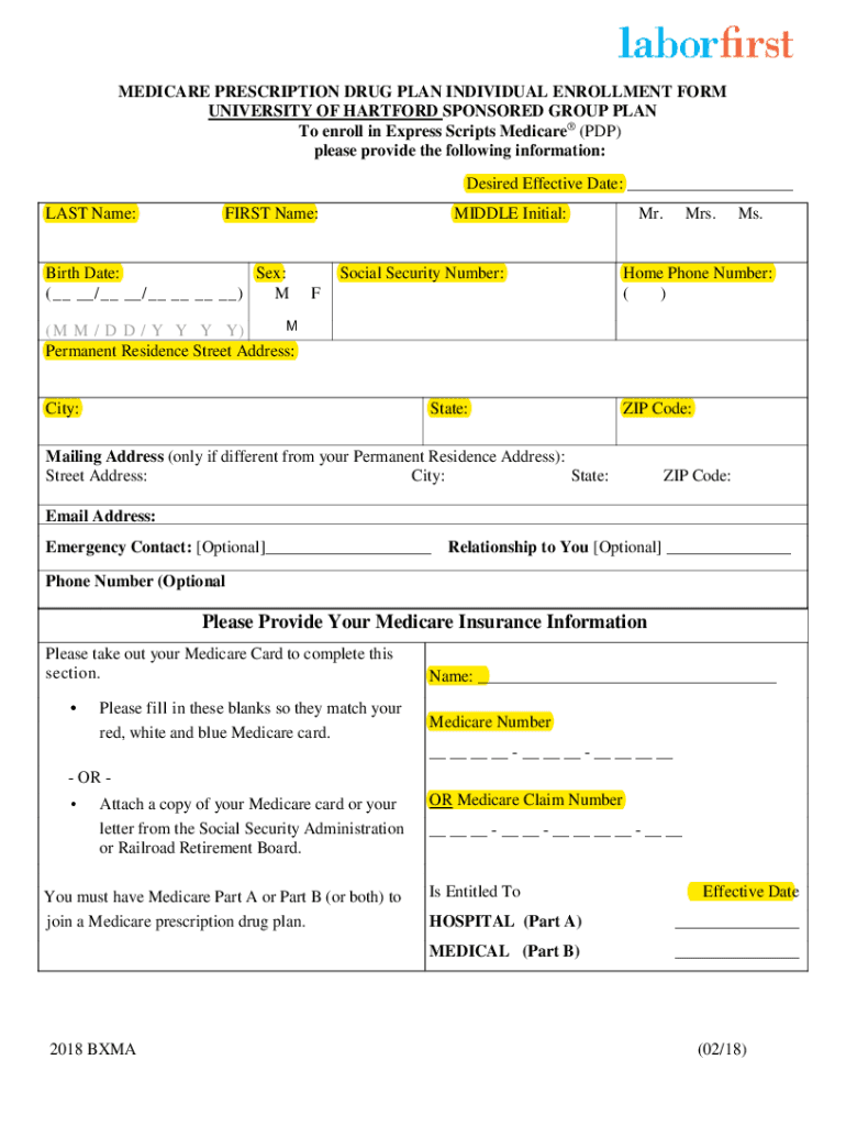 Fillable Online Individual Enrollment Form For Medicare Prescription Drug Plan ... Fax Email ...
