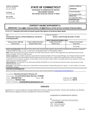 Fillable Online CONTRACT SUPPLEMENT SP-37 - Rev. 4/10/19 STATE OF ...