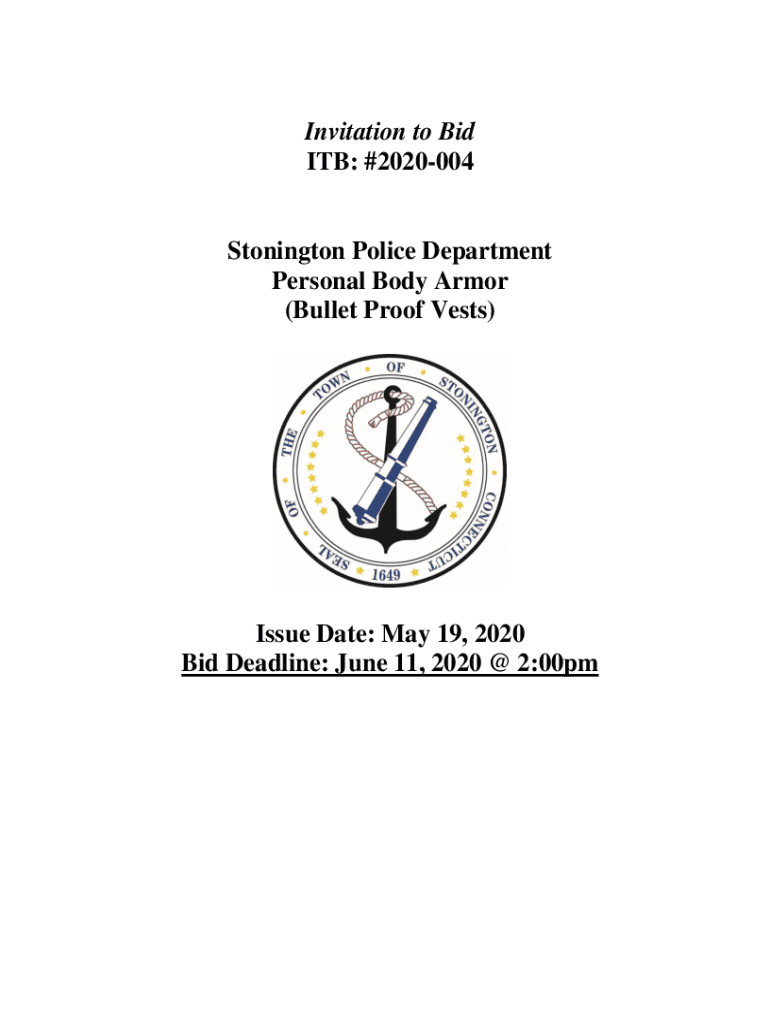 Fillable Online Invitation to Bid ITB: #2020-004 Stonington Police ...