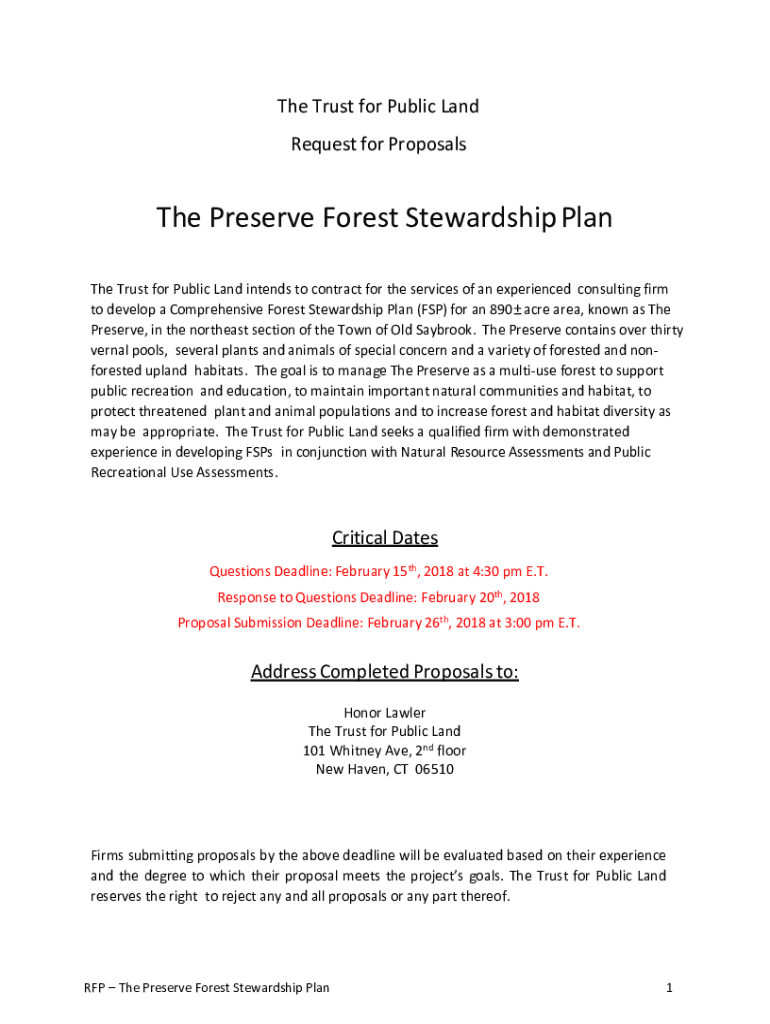 Fillable Online The Preserve Forest Stewardship Plan - Old Saybrook Fax ...