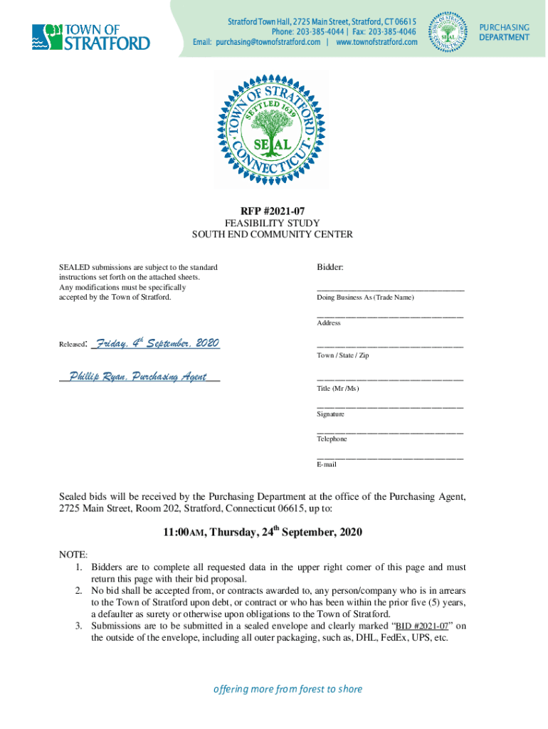 Fillable Online rfp #2021-07 - feasibility study south end community ...