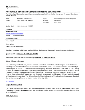 Fillable Online Anonymous Ethics and Compliance Hotline Services RFP Fax Email Print - pdfFiller