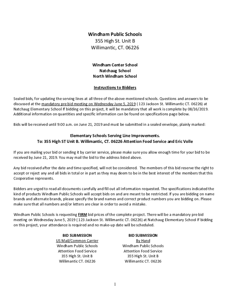 Fillable Online Windham High School, 355 High St, Windham, Town of, CT ...
