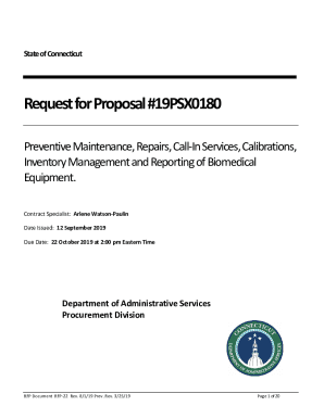 Fillable Online Request for Proposal # 19PSX0180 - ct Fax Email Print - pdfFiller