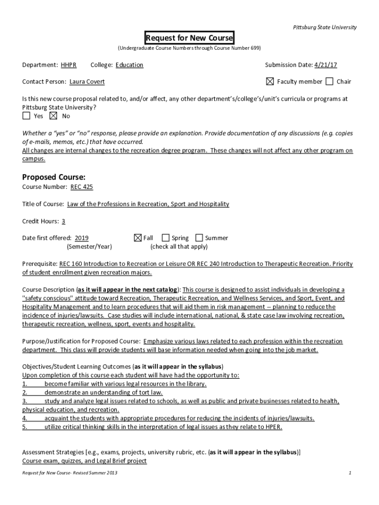 Fillable Online Request for Revision to Course Template Fax Email Print ...