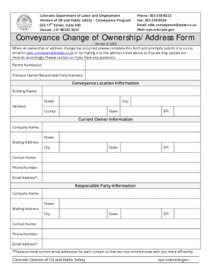 Fillable Online Conveyance Change of Ownership/Address Form - Colorado ...