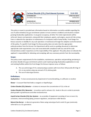 Fillable Online Carbon Dioxide (CO2) Enrichment Systems 510-935 AUTHORED BY: EFFECTIVE ... Fax ...