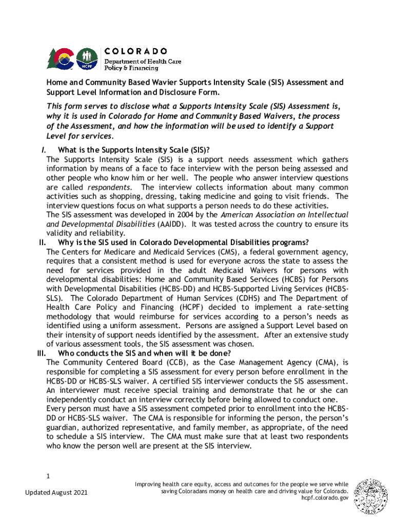 Fillable Online Supports Intensity Scale and Support Level Disclosure ...