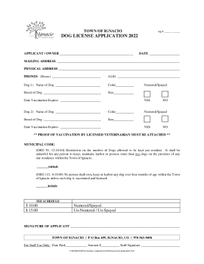 Fillable Online Dog License Application PDF form - Fill Fax Email Print ...