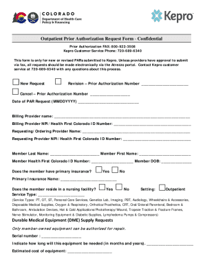 Fillable Online Outpatient Prior Authorization Request Form - HCPFColorado Fax Email Print ...