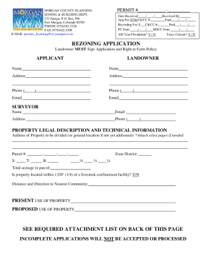 Fillable Online ReZoning Application - Morgan County, Colorado Fax ...