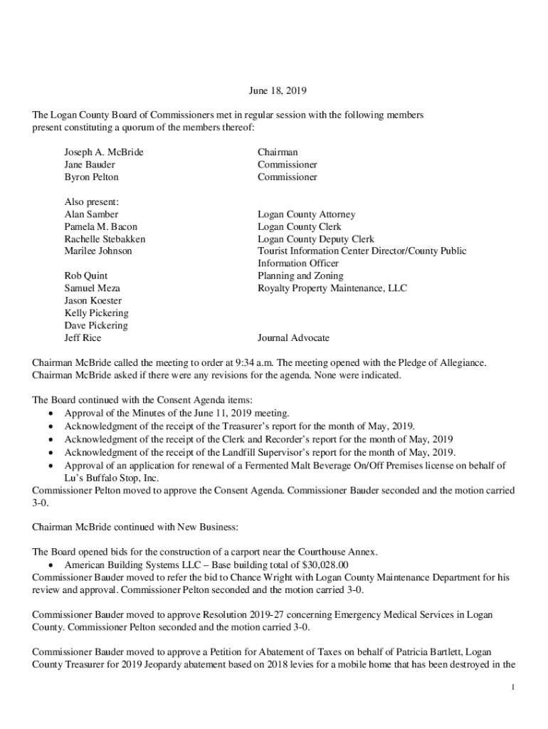 Fillable Online Jane Bauder Commissioner - Logan County, Colorado Fax ...