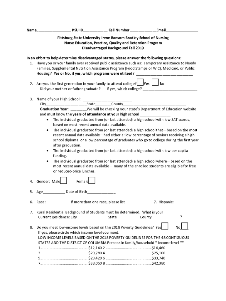 Fillable Online Name PSU ID Cell Number Email Pittsburg State ...