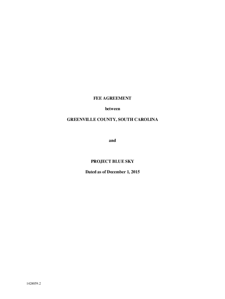 Fillable Online FEE AGREEMENT Between GREENVILLE COUNTY, SOUTH CAROLINA and PROJECT GRO ... Fax ...