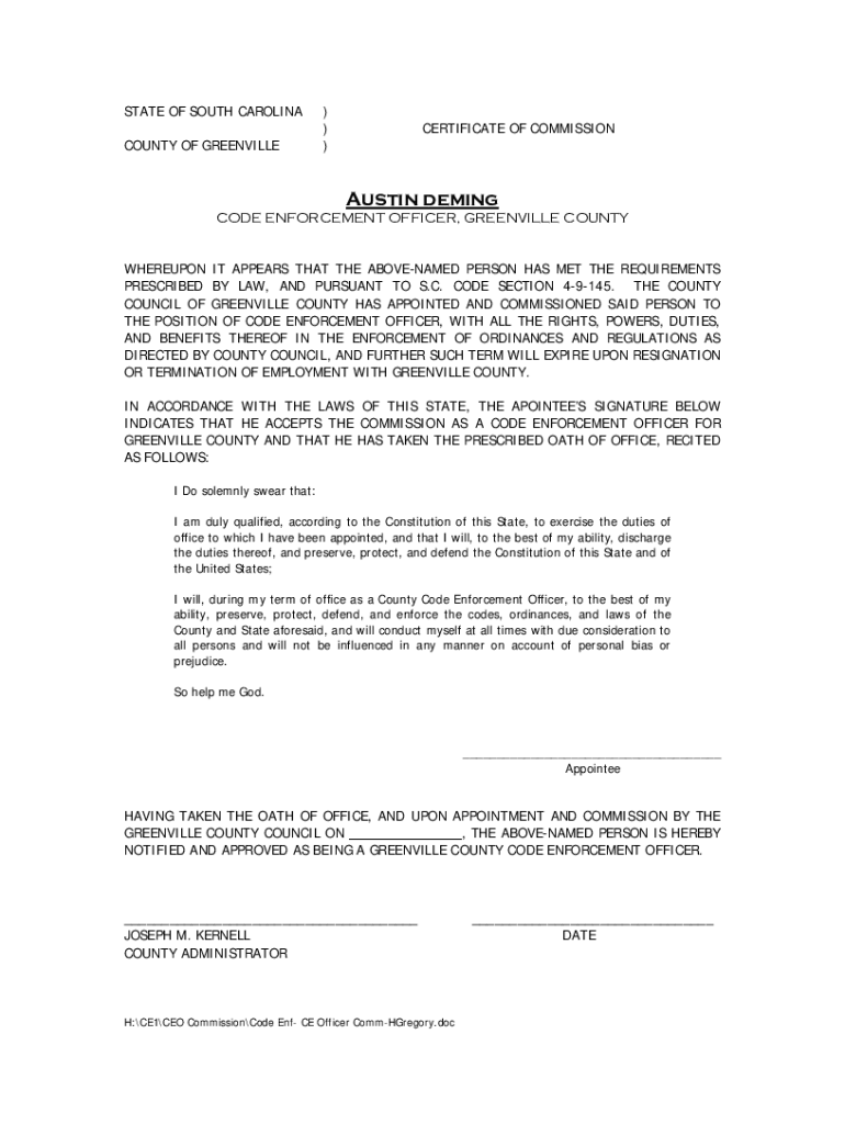 Fillable Online Austin Deming - Greenville County Fax Email Print ...