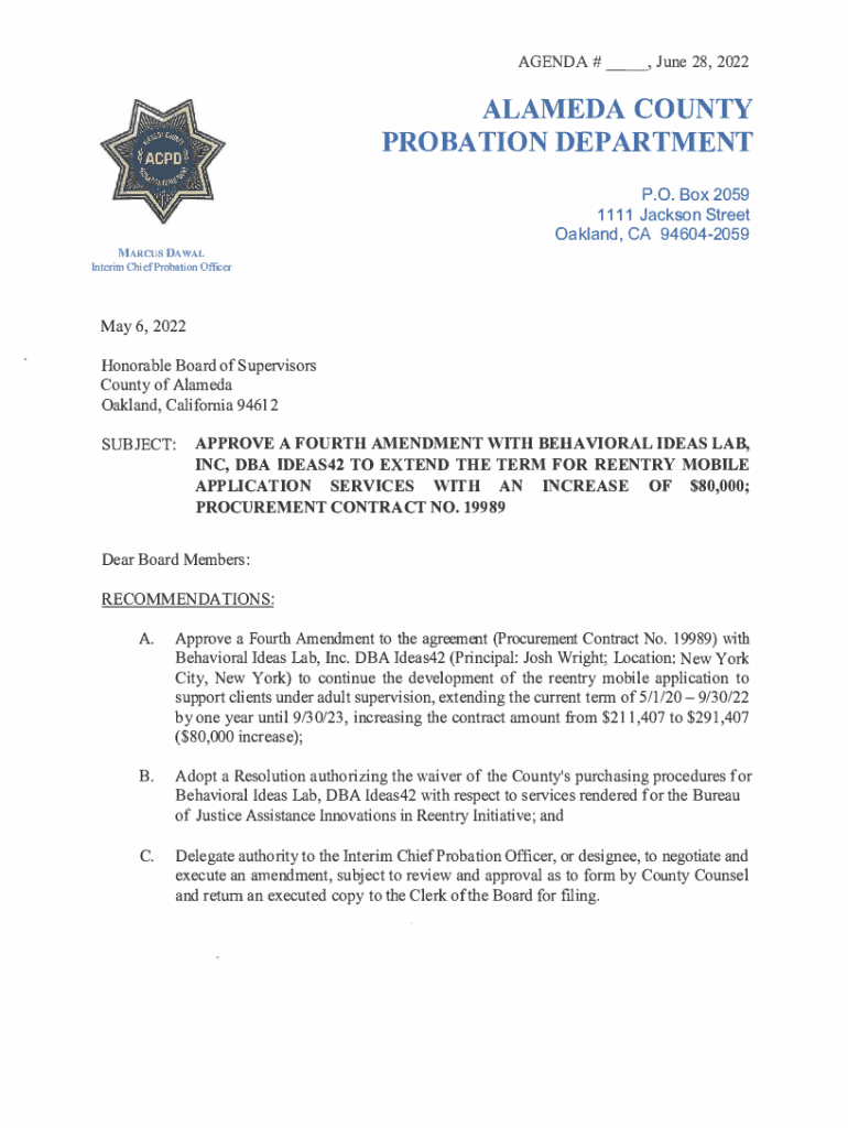Fillable Online Message From the ChiefAlameda County Probation ...