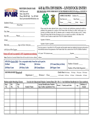Fillable Online 2023 Livestock Entry Information and Forms Fax Email ...