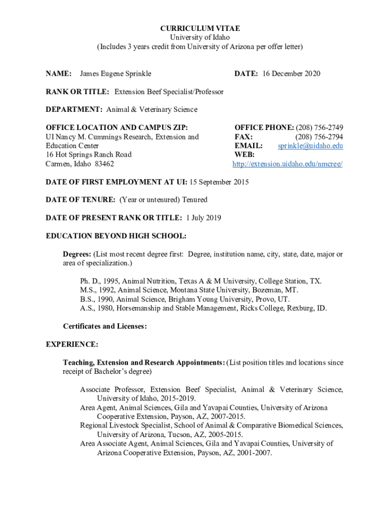 Fillable Online Resumes, Cover Letters and CVs - Career Services - University of Idaho Fax Email ...