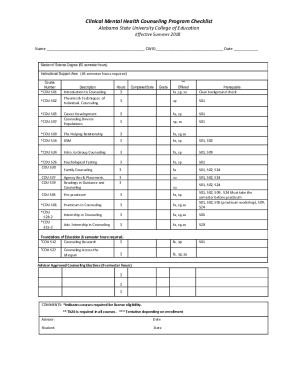 Fillable Online Clinical Mental Health Counseling Program Checklist ...