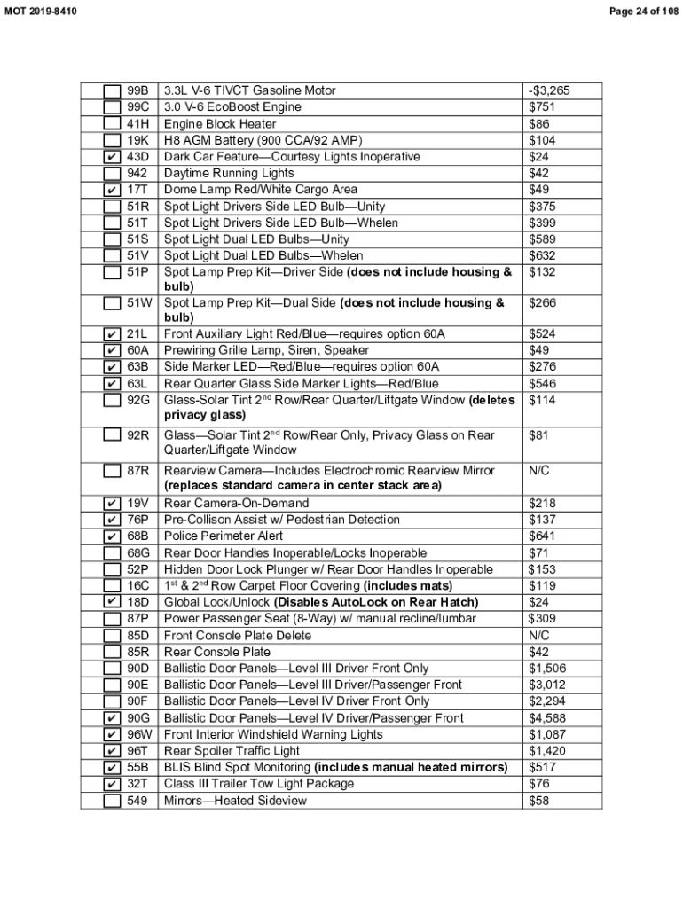 Fillable Online MOT 2019-8410 - Purchase of Replacement Vehicles for ...