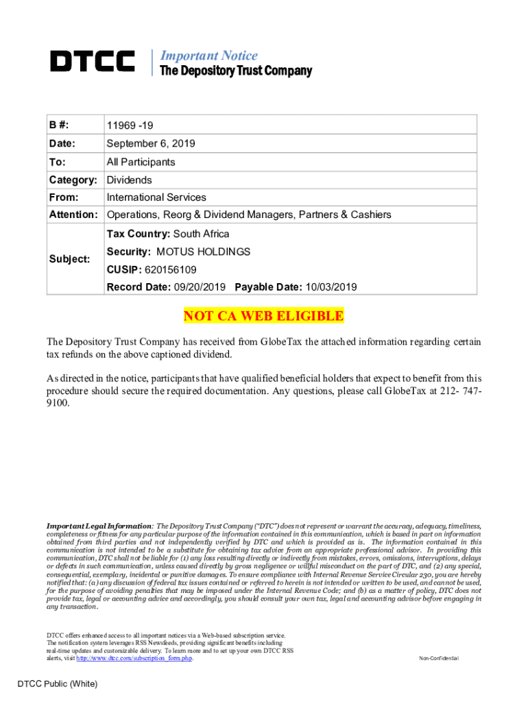 Fillable Online Important Notice The Depository Trust Company - PDF ...