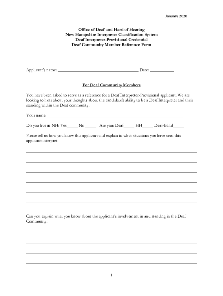 Fillable Online Deaf Community Member Reference Form Fax Email Print ...
