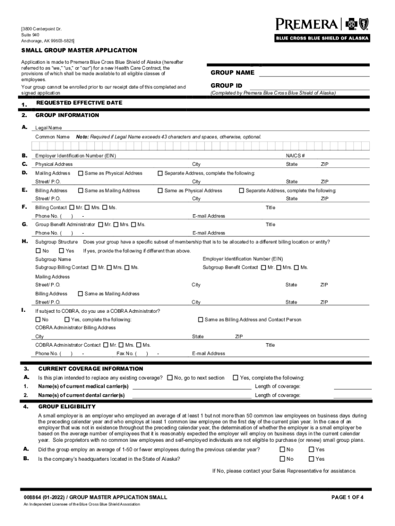 Fillable Online Small Group Master Application. Small Group Master ...