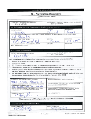 Fillable Online PLEASE PRINT IN BLOCK LETTERS Nomination Documents ...