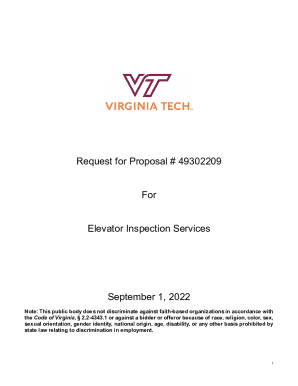 Fillable Online Request for Proposal # 49302209 For Elevator Inspection ...