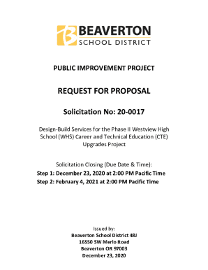 Fillable Online REQUEST FOR PROPOSAL - Solicitation No: 20-0017 Fax ...