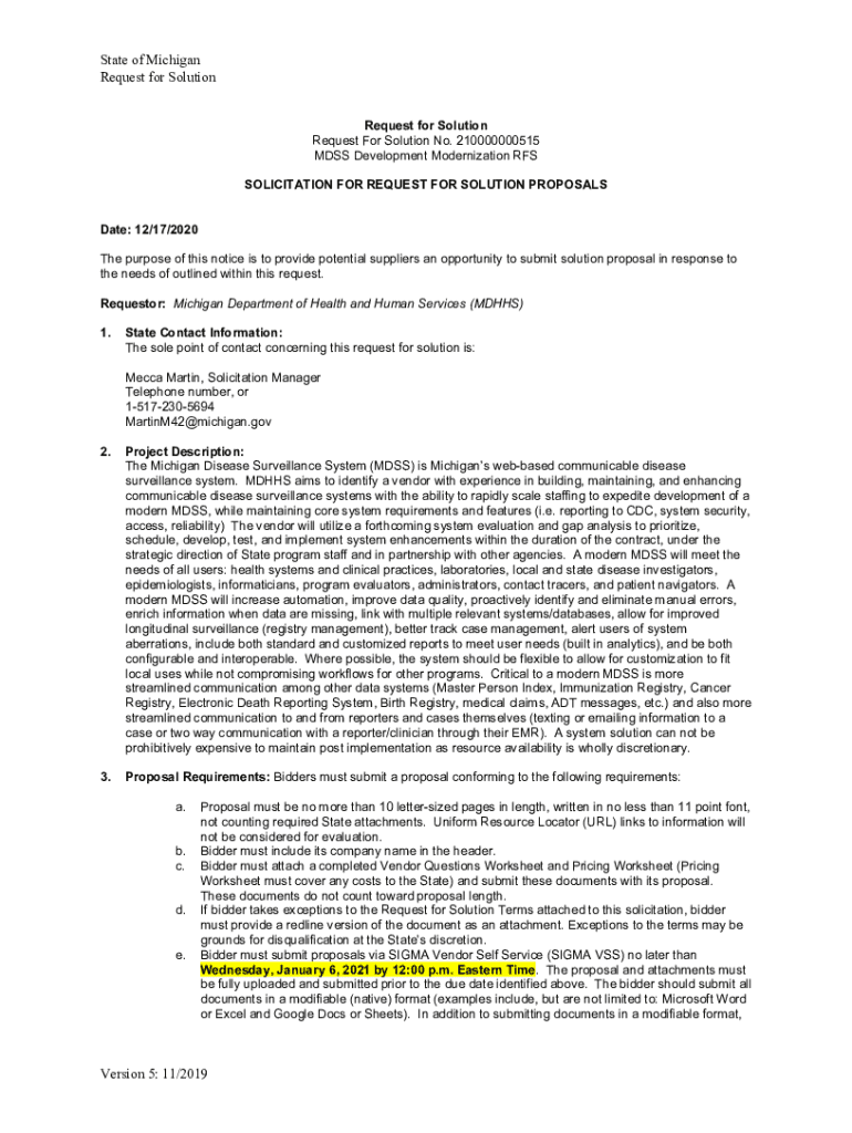 Fillable Online Request for Solution SOLICITATION FOR REQUEST FOR ...