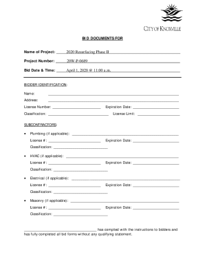 Fillable Online Preparing Bid Documentation and Bid Forms for Projects ...