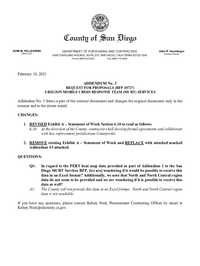 Fillable Online JOHN M. PELLEGRINO DEPARTMENT OF PURCHASING AND CONTRACTING Allen R ... Fax ...
