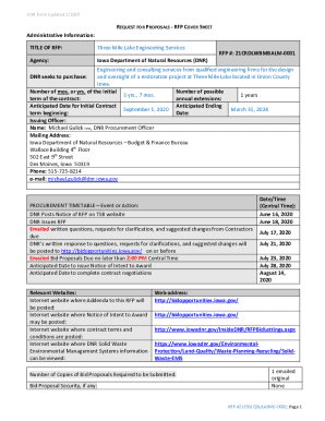 Fillable Online REQUEST FOR PROPOSALS RFP COVER SHEET Administrative ...