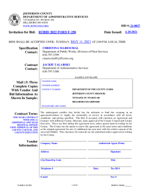 Fillable Online BID #: 21-0037 Fax Email Print - pdfFiller